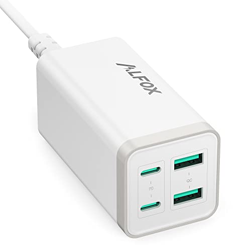 Alfox AF-PC001 GaN 65W PD/QC対応 USB-C+USB-A 4ポート卓上式充電器がプライム限定特価1,599円 ...
